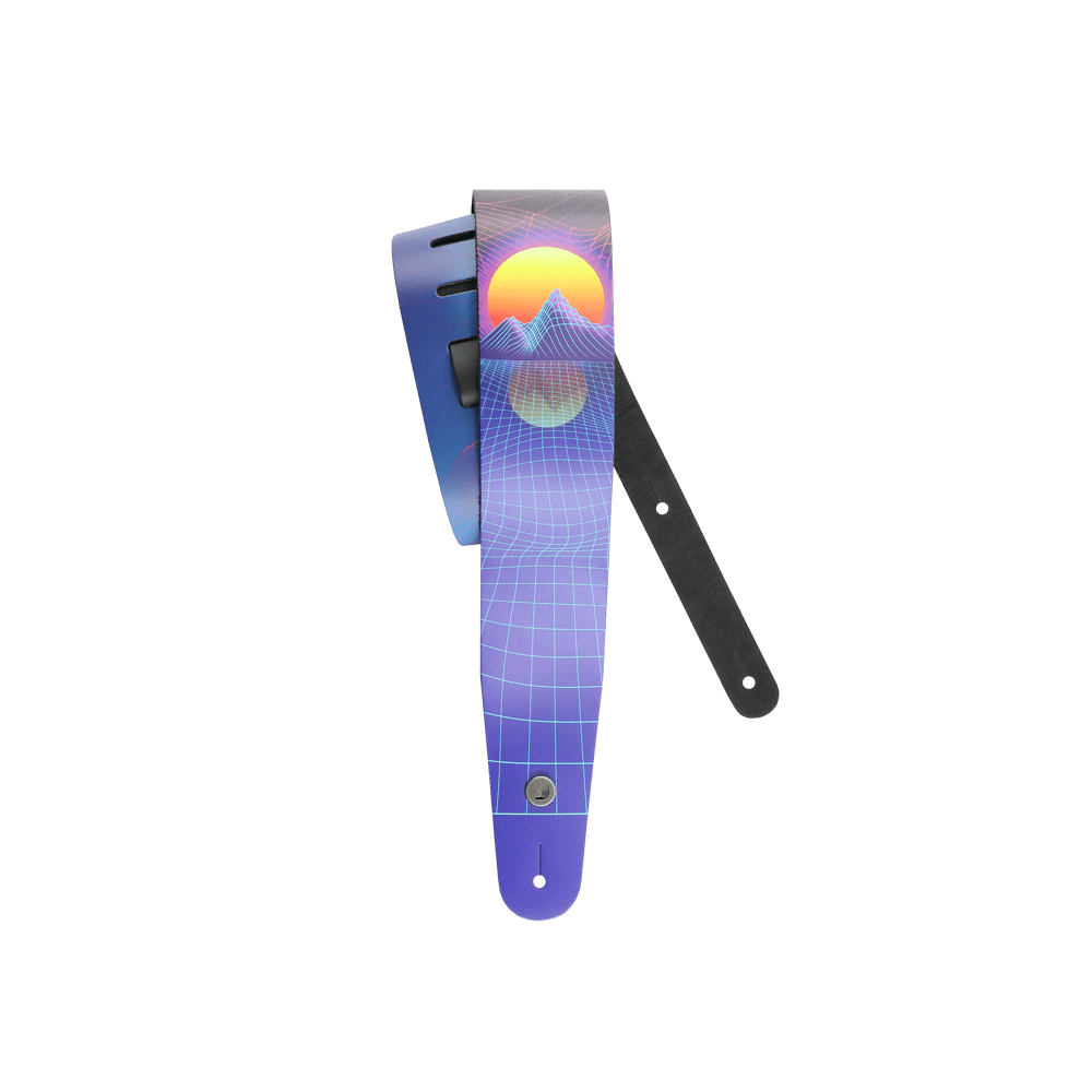 80s Sunset Outrun Printed Leather Retro Trippy Guitar Strap | 25RUN80 ...