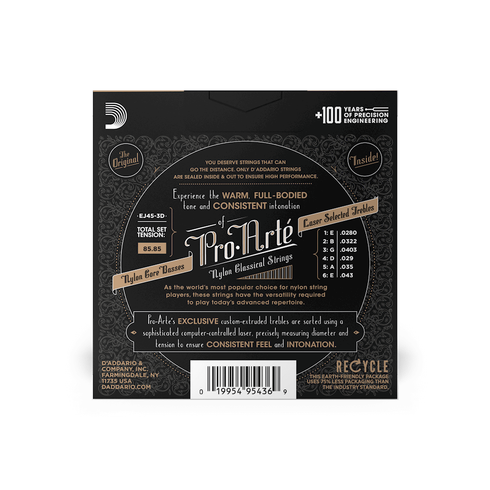 Normal Tension, Pro-Arté Nylon Classical Guitar Strings, Tie-End | EJ45 ...