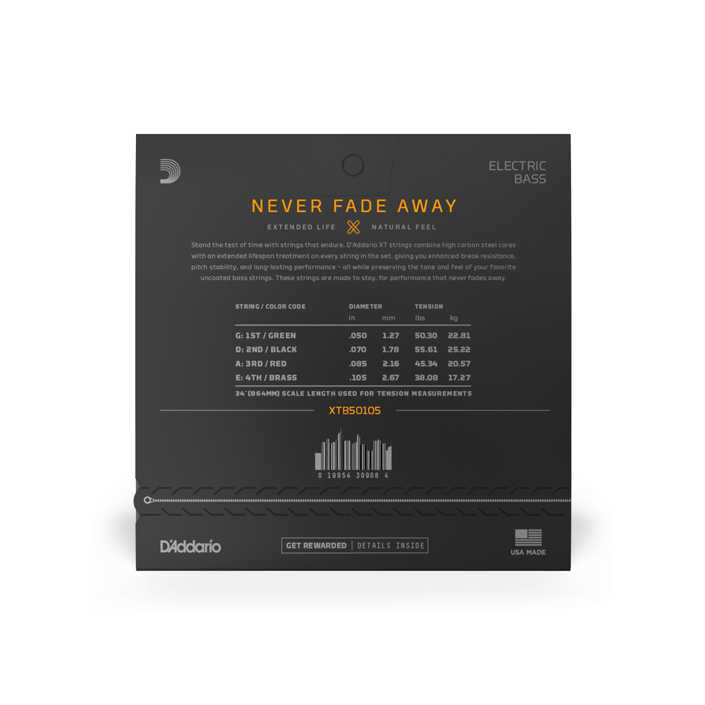 50-105 Medium Gauge, Long Scale, XT Nickel Coated Bass Guitar Strings ...